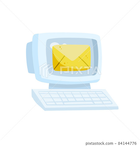Retro computer. Sending and receiving an email.... - Stock Illustration ...