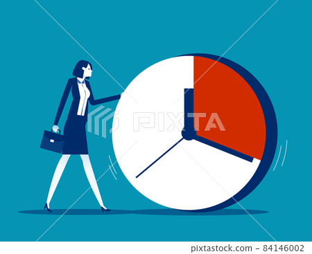 Business person pushing huge clock. Time... - Stock Illustration ...