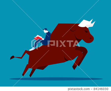 Sitting on the back of a bull reading a book.... - Stock Illustration ...