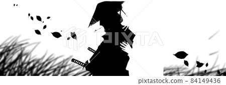 A silhouette embracing a sad young samurai and... - Stock Illustration ...