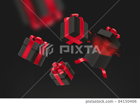 Gift boxes falling down. Vector illustration on... - Stock Illustration ...