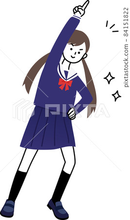 Female student full-body pointing pose - Stock Illustration [84151822 ...