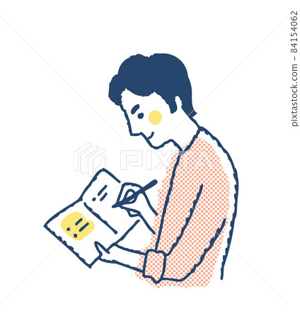 A man taking notes in a notebook - Stock Illustration [84154062] - PIXTA