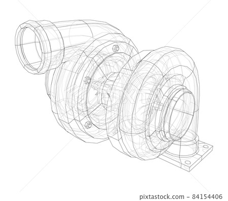 Automobile turbocharger concept outline - Stock Illustration [84154406 ...
