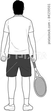 Back view of a male tennis player - Stock Illustration [84159501] - PIXTA