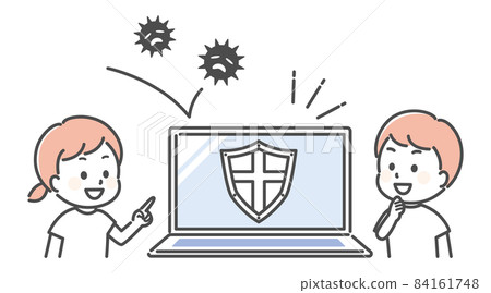Computer virus and children - Stock Illustration [84161748] - PIXTA