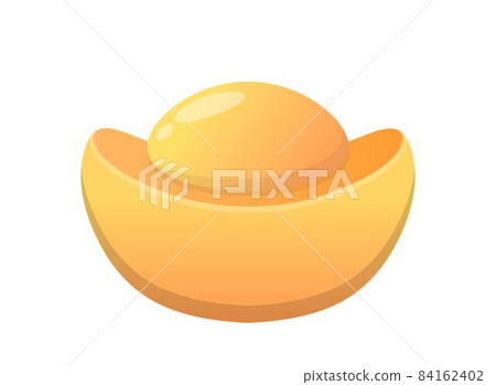 一個金元寶隔絕在白色背景,中國農曆新年元素,卡通漫畫向量-插圖素材 [84162402] - PIXTA圖庫