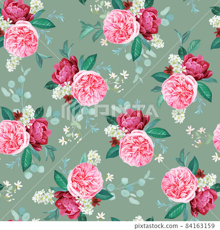 Seamless summer pattern with roses - Stock Illustration [84163159] - PIXTA