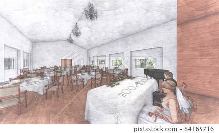 Wedding church triangular roof bride and groom - Stock Illustration ...