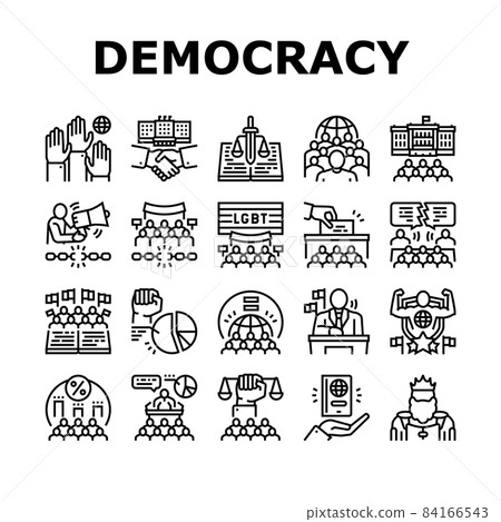 Democracy Government Politic Icons Set Vector - Stock Illustration ...