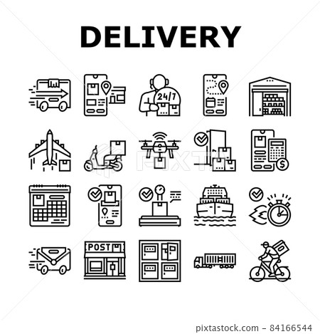 Delivery Service Application Icons Set Vector - Stock Illustration ...