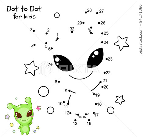Connect The Dots and Draw Cute alien. Dot to... - Stock Illustration ...