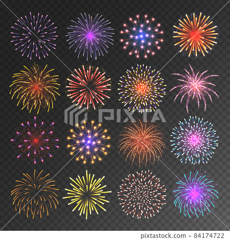 Colorful festive fireworks collection.... - Stock Illustration ...