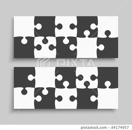 Vector two objects made pieces puzzle, jigsaw - Stock Illustration ...