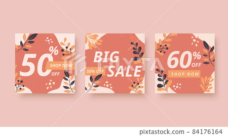 Promo banners with leaf pattern - Stock Illustration [84176164] - PIXTA