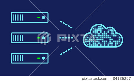 Cloud-server communication concept (blue) - Stock Illustration ...