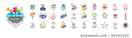 A set of vector Cocktail logos on a white... - Stock Illustration ...