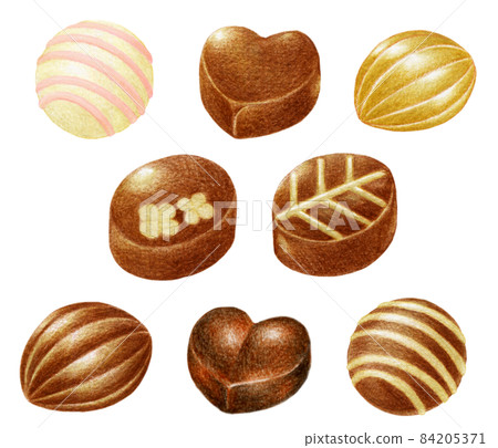 Colored pencil drawing illustration set of one... - Stock Illustration ...