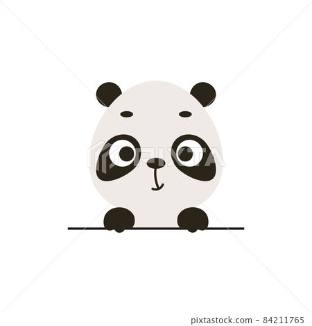 Cute little panda on white background. Cartoon... - Stock Illustration ...