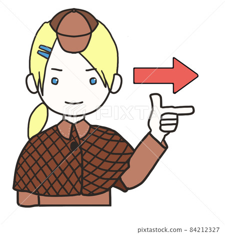 Young detective pointing to the side (female 3) - Stock Illustration ...