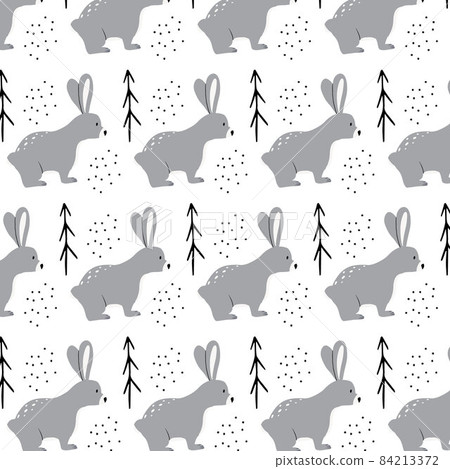 Vector seamless pattern with hares. Children's... - Stock Illustration ...