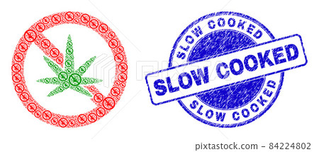 Scratched Slow Cooked Stamp and Stop Cannabis... - Stock Illustration ...