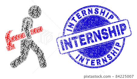 Textured Internship Stamp and Hammer Robber... - Stock Illustration ...