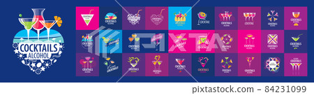 A set of vector Cocktail logos on different... - Stock Illustration ...