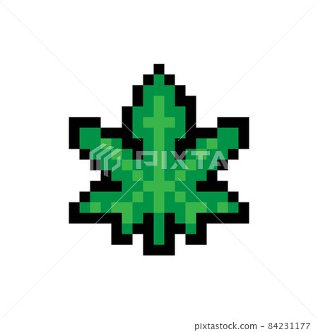Marijuana leaf or cannabis leaf weed pixel art-插圖素材 [84231177] - PIXTA圖庫
