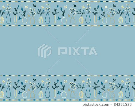 Flower and vase frameset blue - Stock Illustration [84231583] - PIXTA