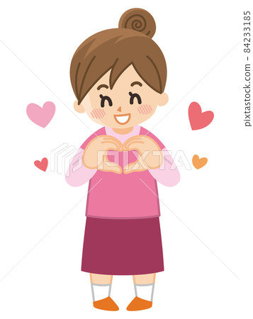 A young woman who makes heart by hand - Stock Illustration [84233185 ...