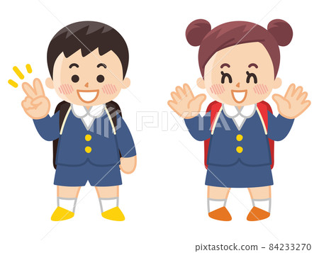 Elementary school boy and girl - Stock Illustration [84233270] - PIXTA