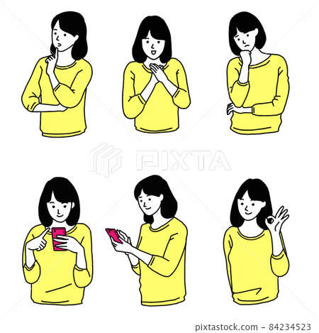 Female pose line drawing vector illustration set - Stock Illustration ...
