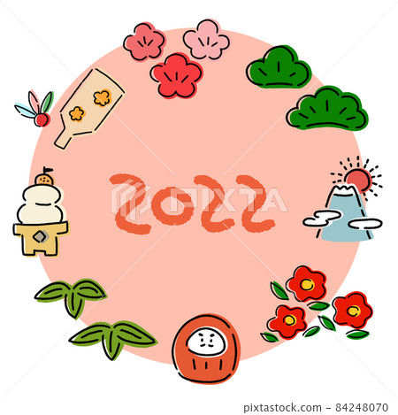 Illustration material: Simple round New Year frame - Stock Illustration ...