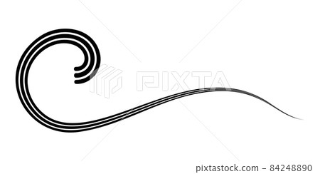 Curved triple line calligraphy, sea wave... - Stock Illustration ...