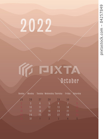 2022 october vertical calendar every month...-插圖素材 [84257849] - PIXTA圖庫