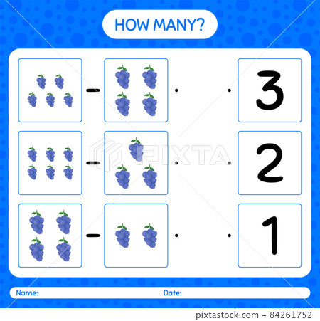 How many counting game with blueberry worksheet... - Stock Illustration ...