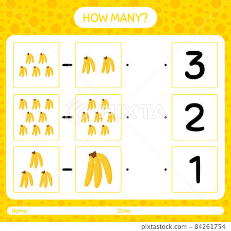 How many counting game with banana worksheet... - Stock Illustration ...
