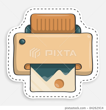 cartoon icon of doodle inkjet printer. Printing... - Stock Illustration ...