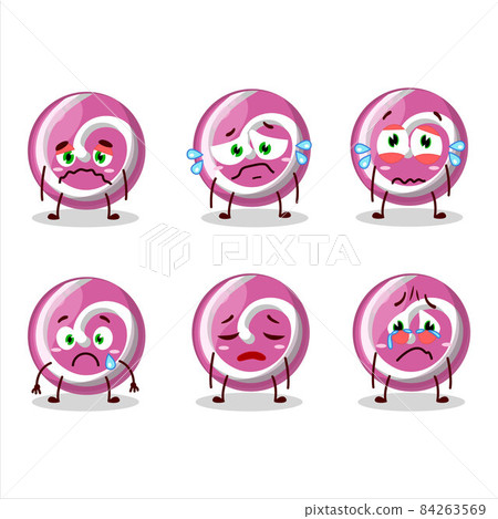 Pink sweet candy cartoon character with sad... - Stock Illustration ...