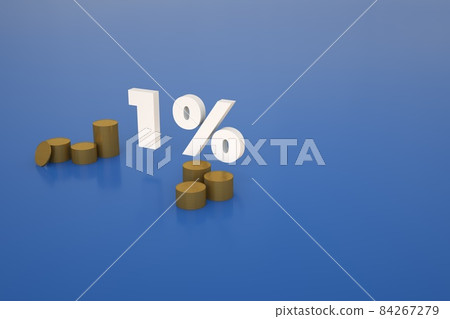 3D render isometric scene 1 percent . Isometric...-插圖素材 [84267279 ...