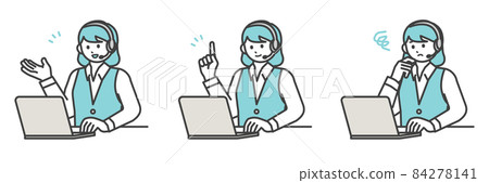 Call center operator female illustration material - Stock Illustration ...
