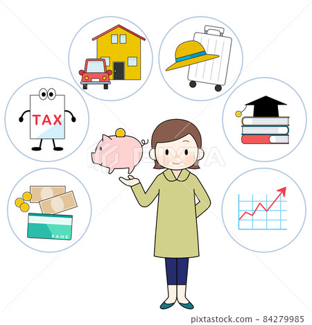 A woman thinking about how to spend money - Stock Illustration ...