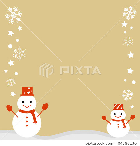 Cute background illustration of snowman square - Stock Illustration ...