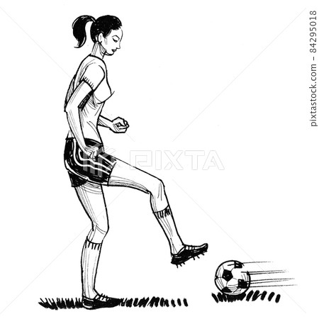 Girl Playing Soccer Drawing