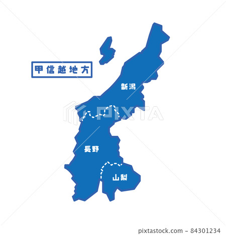Regional map of Japan Koshinetsu region Simple... - Stock Illustration ...