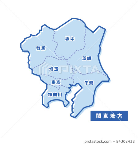 Regional map of Japan Kanto region Simple light... - Stock Illustration ...