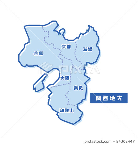 Regional map of Japan Kansai region Simple... - Stock Illustration ...