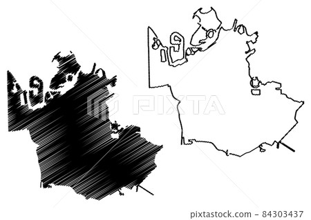Manama City (Kingdom of Bahrain) map vector... - Stock Illustration ...