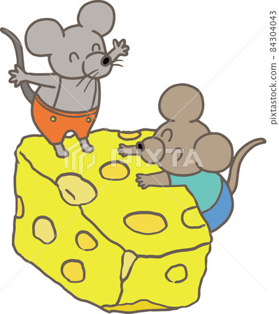 Cute animal illustration / mouse_I love cheese! - Stock Illustration ...